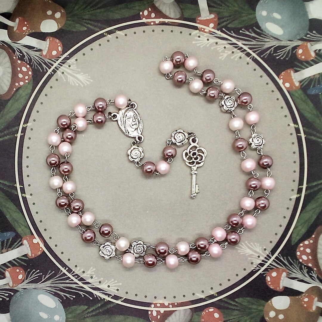 Pink Pearl Goddess Rosary, Handmade Key Rosary, Divine Feminine Pagan ...