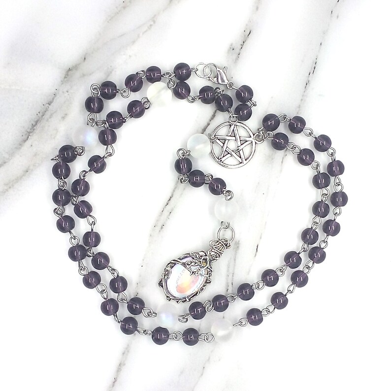 Hexenspiegel Witchs Mirror Pentacle Rosary Necklace, Pagan Gifts for ...
