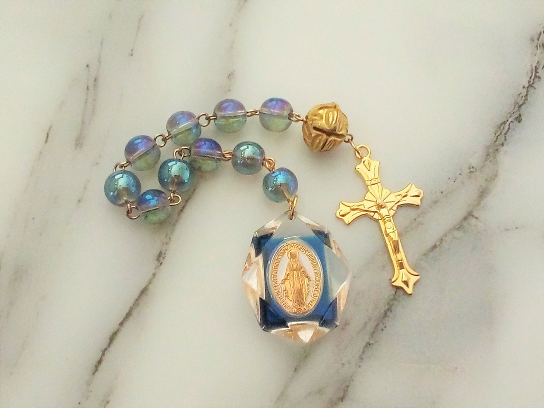 Miraculous Medal Rosary Tenner, OOAK Handmade Catholic Gifts, Pocket ...
