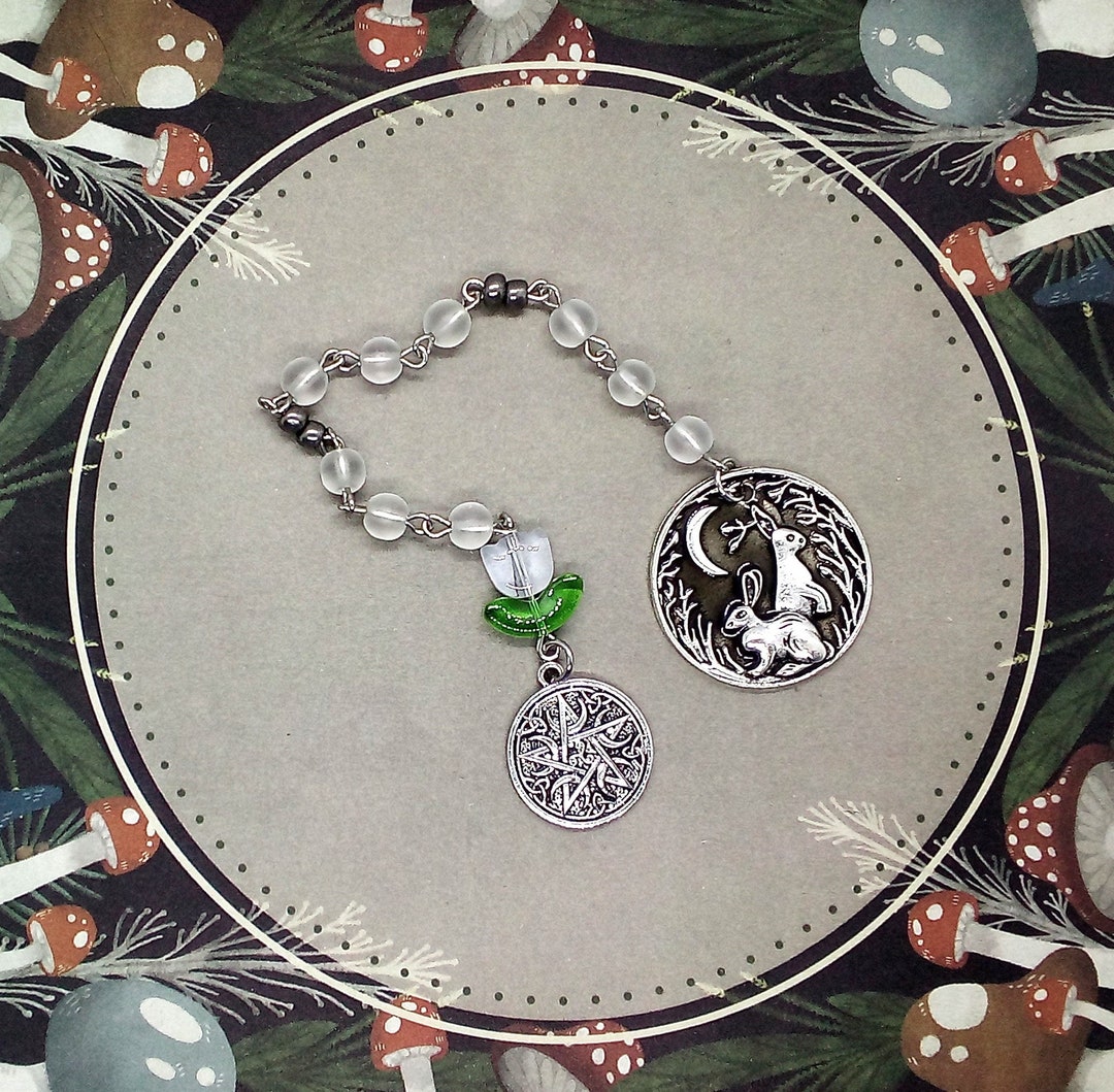Ostara Rabbit Prayer Beads, Nine Bead Witchs Ladder, Spring Goddess ...