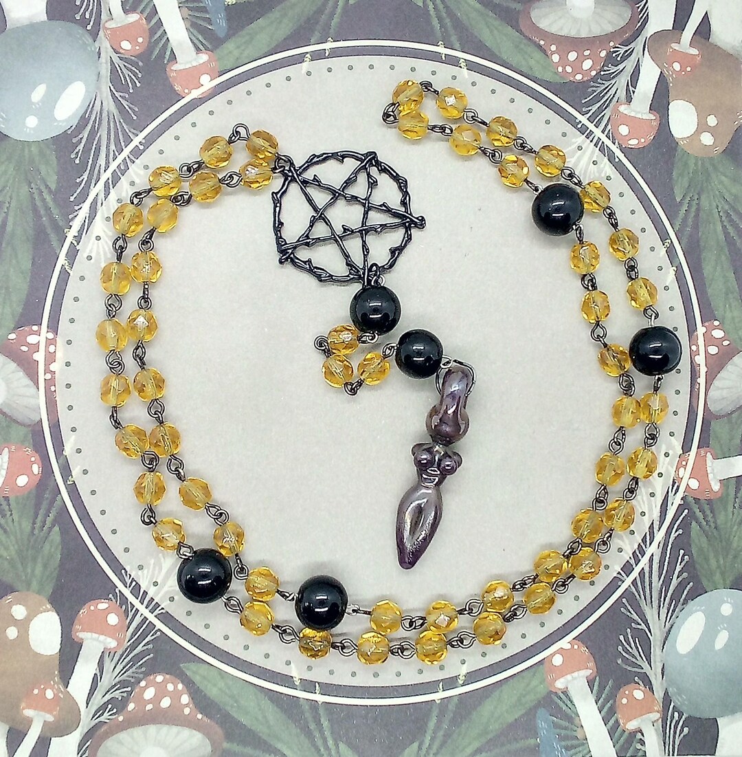 Goddess Prayer Beads, Pentagram Rosary, Pagan Rosary, Witch Gifts for ...