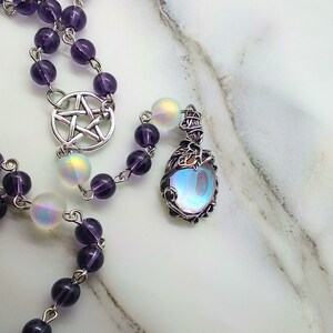 Hexenspiegel Witchs Mirror Pentacle Rosary Necklace, Pagan Gifts for ...
