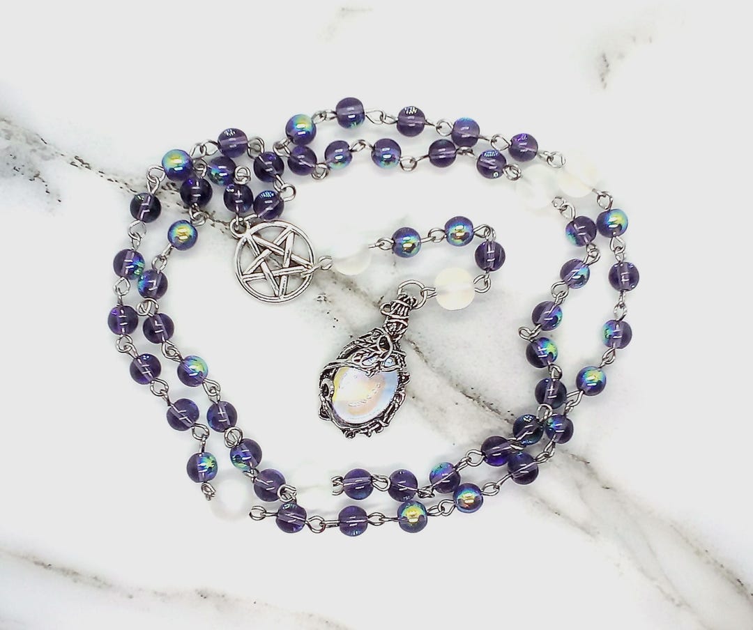 Hexenspiegel Witchs Mirror Pentacle Rosary Necklace, Pagan Gifts for ...