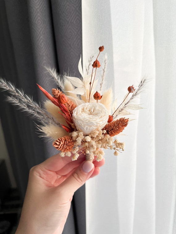 Boho Rust Terracotta Rose Boutonniereburnt Orange - Etsy