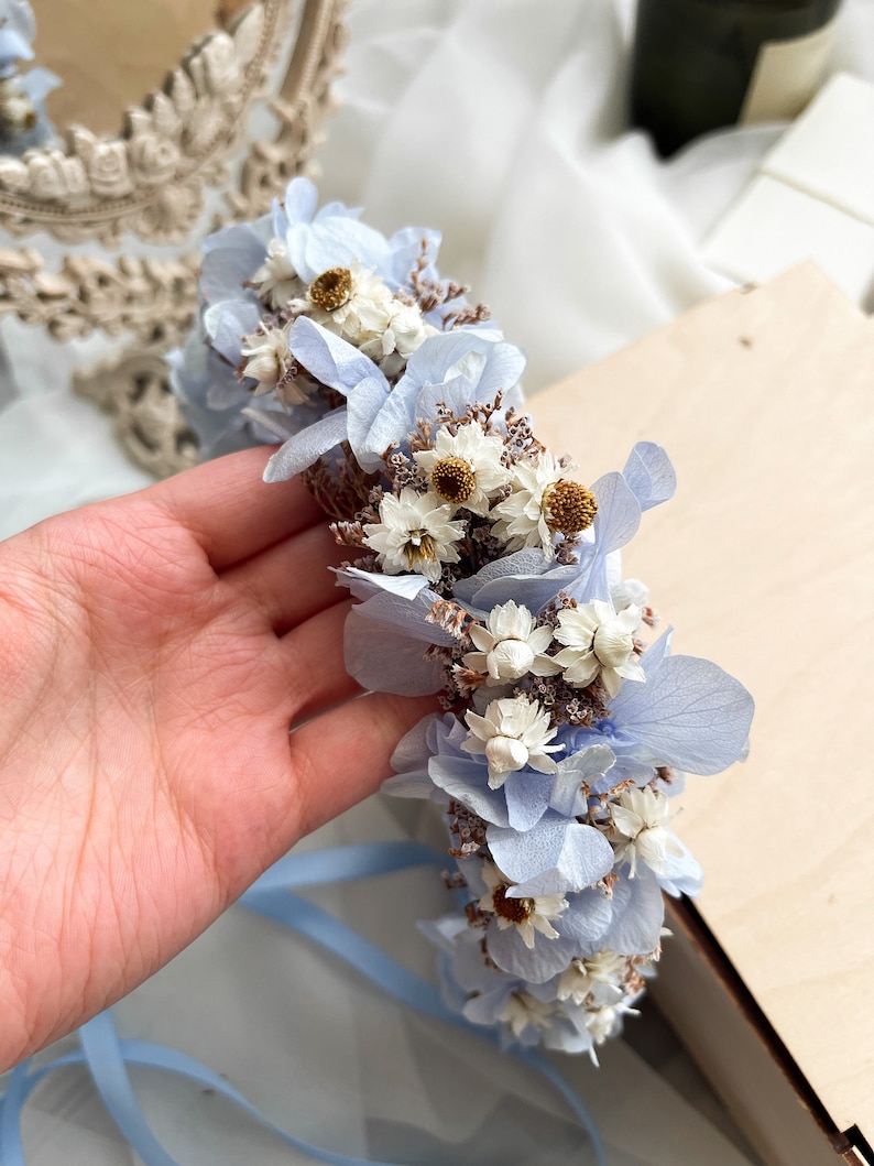 Bridal Dusty Blue Flower Crown Flower Girl Crown Made With - Etsy