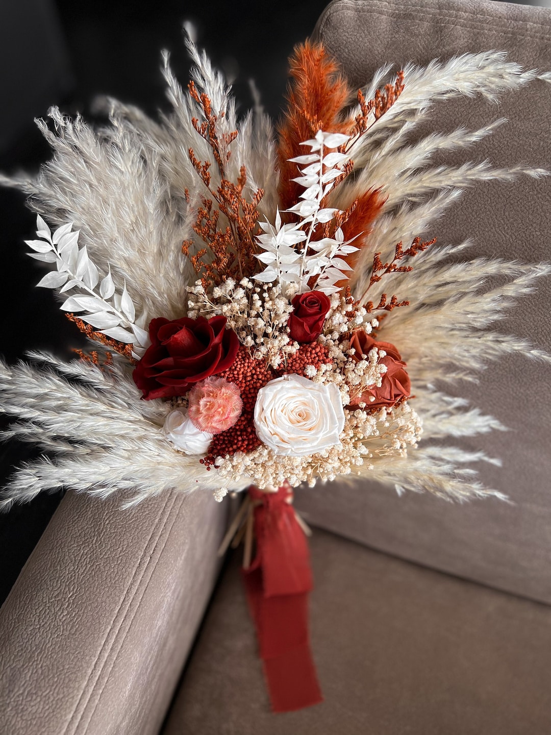 Boho Rust Terracotta Wedding Bouquet, Terracotta Bridesmaid Bouquet ...