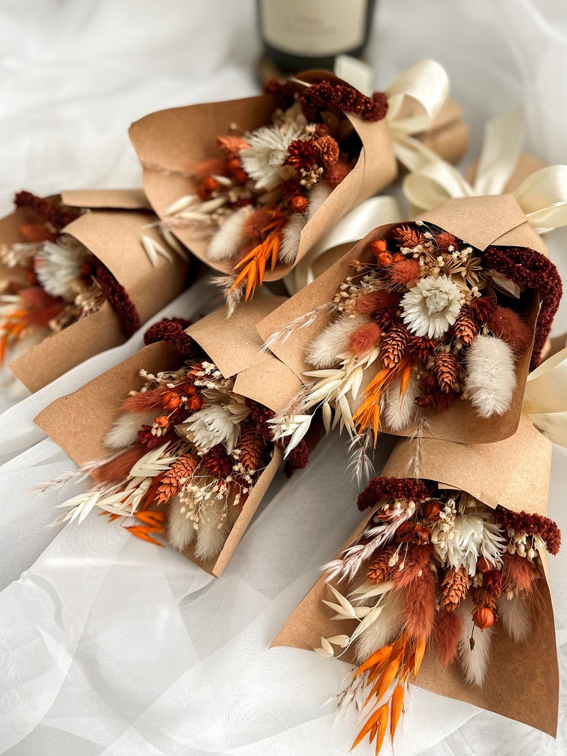 Boho Rust Terracotta Mini Dried Flower Bouquet Guest Gift for - Etsy