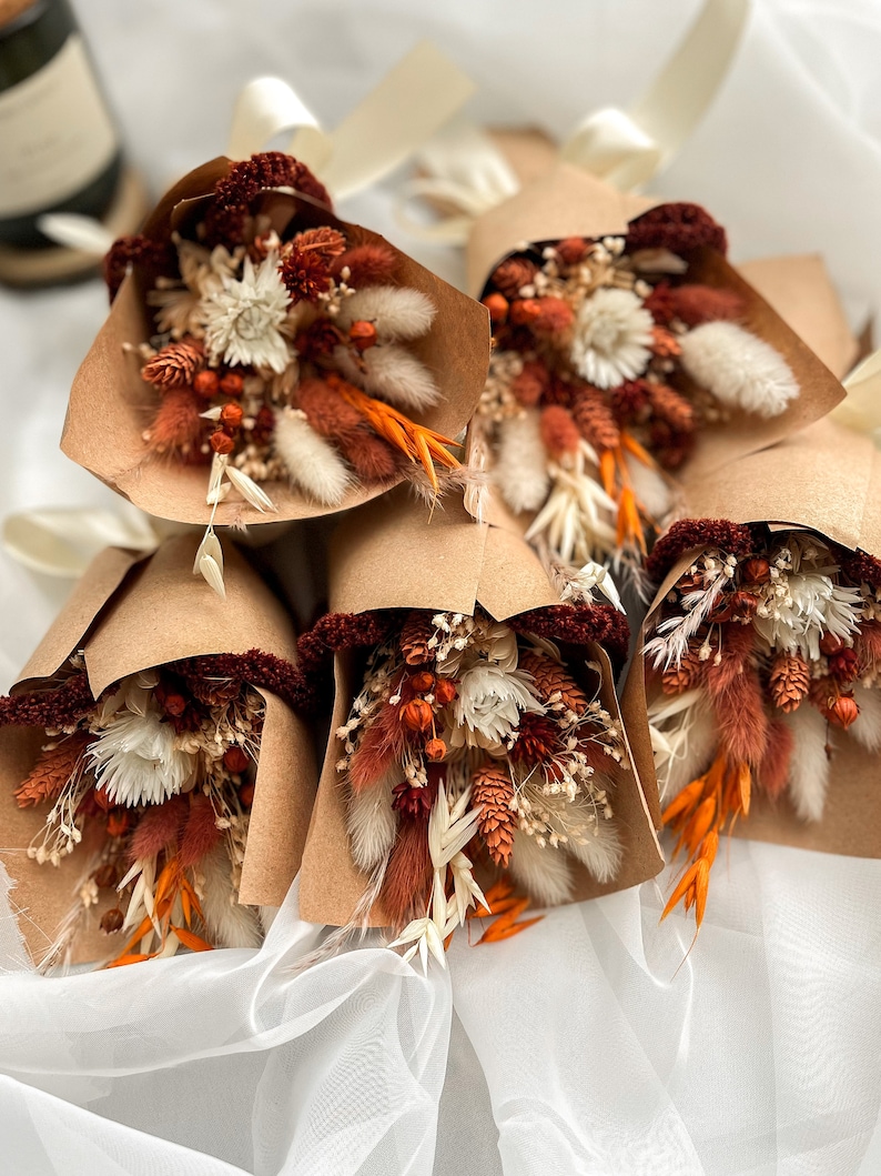 Boho Rust Terracotta Mini Dried Flower Bouquet Guest Gift for - Etsy