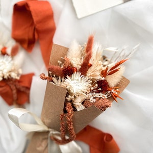 Boho Rust Terracotta Mini Dried Flower Bouquet Guest Gift for - Etsy