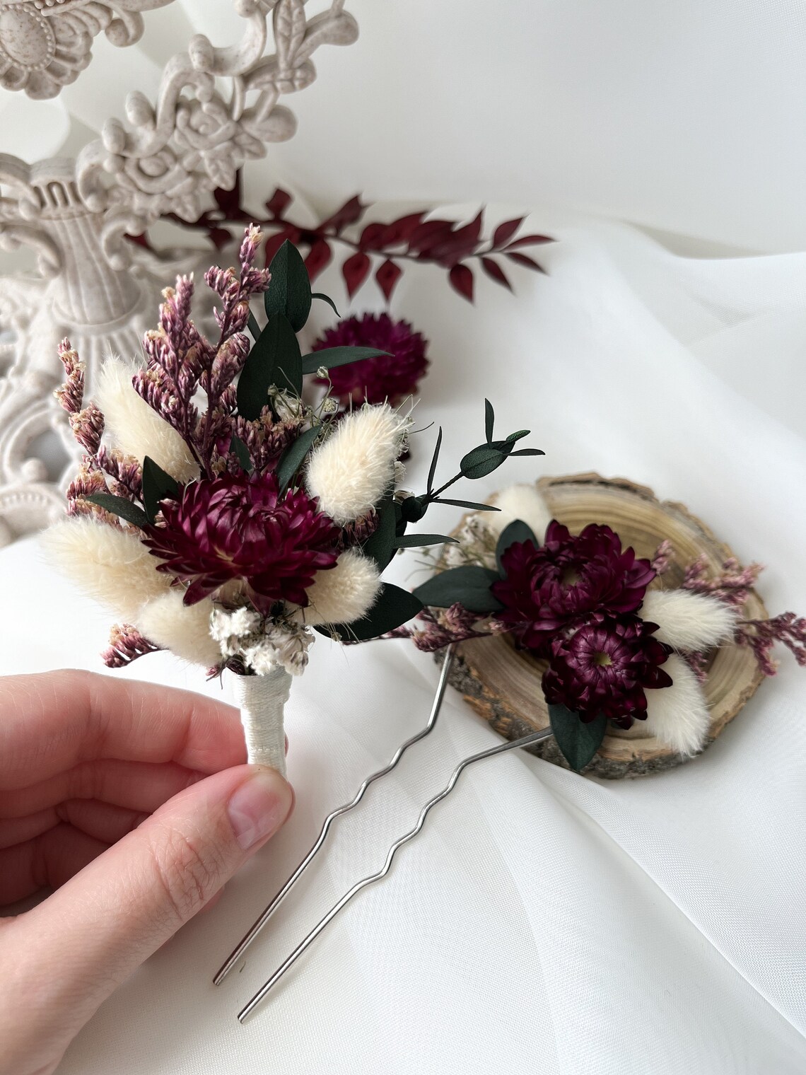 Fall Flower Hair Pins Floral Hair Pinrustic Wedding Clip - Etsy