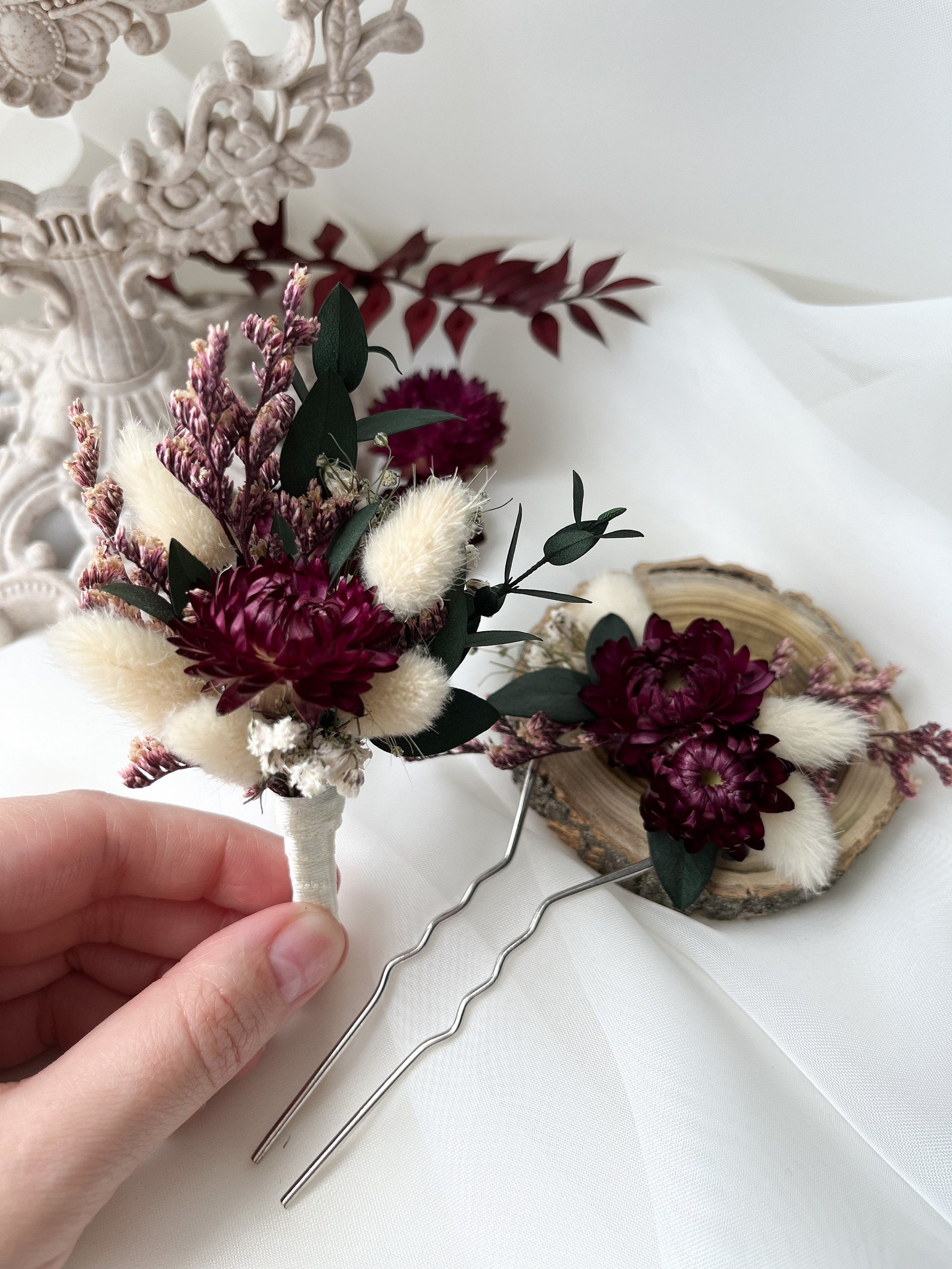 Fall Flower Hair Pins Floral Hair Pinrustic Wedding Clip - Etsy