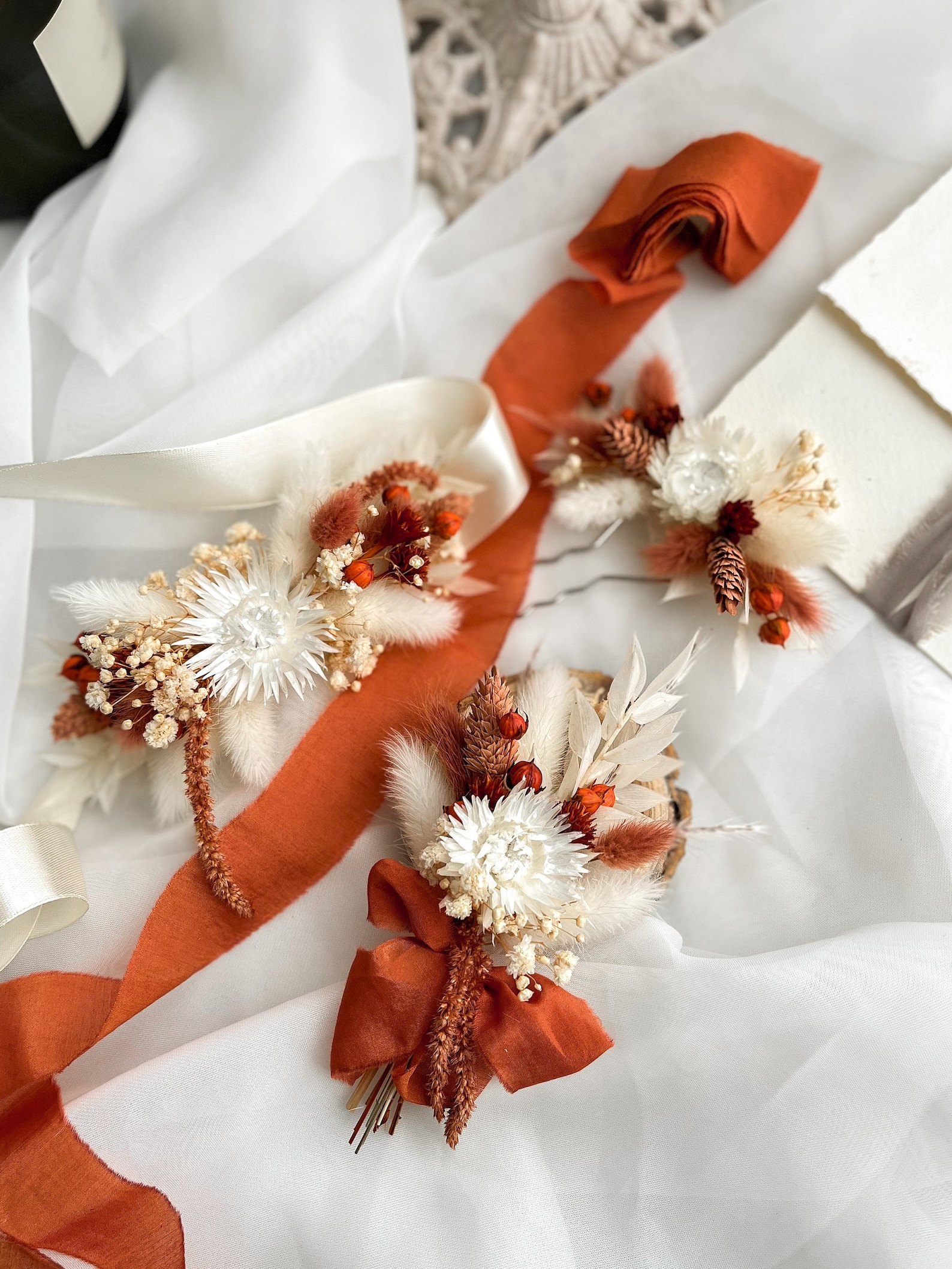 Boho Rust Terracotta Flower Hair Pin Dried Flower Hair Pin - Etsy