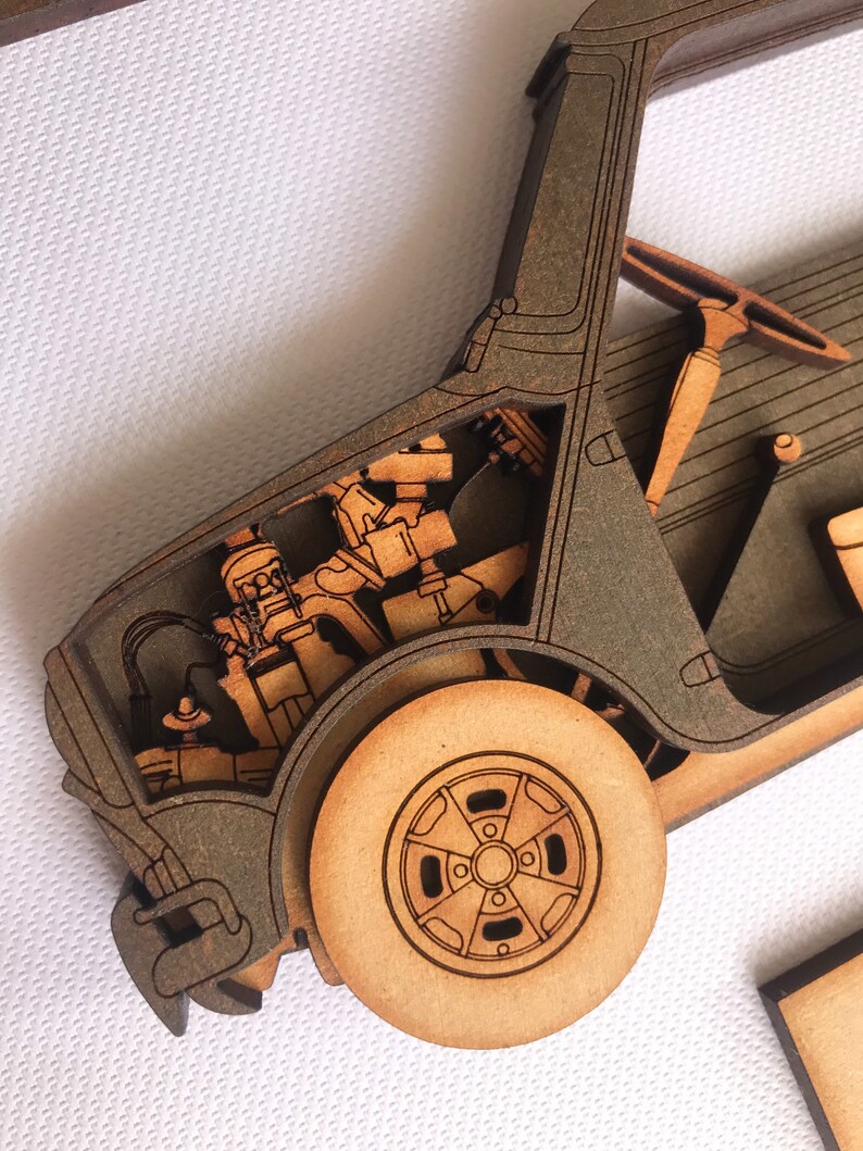 3D Mini Cooper/austin Mini Blueprint Painting Interior - Etsy