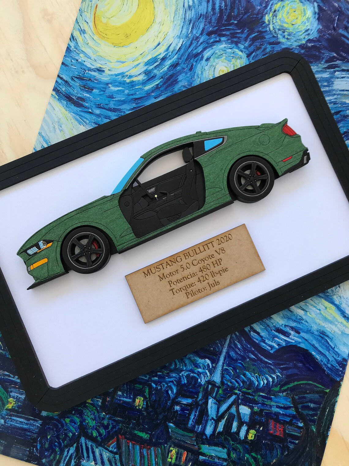 Ford Mustang Bullitt Blueprint Hand Painted Design Custom 3D | Etsy