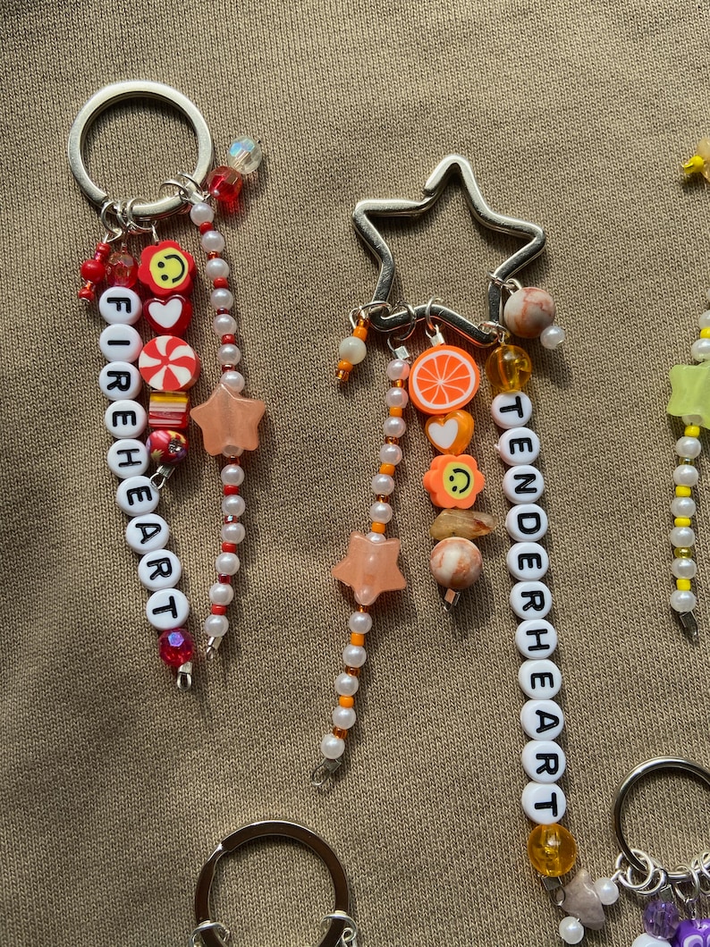 Personalized Keychain // Beaded Keychain // Colorful // Cute - Etsy