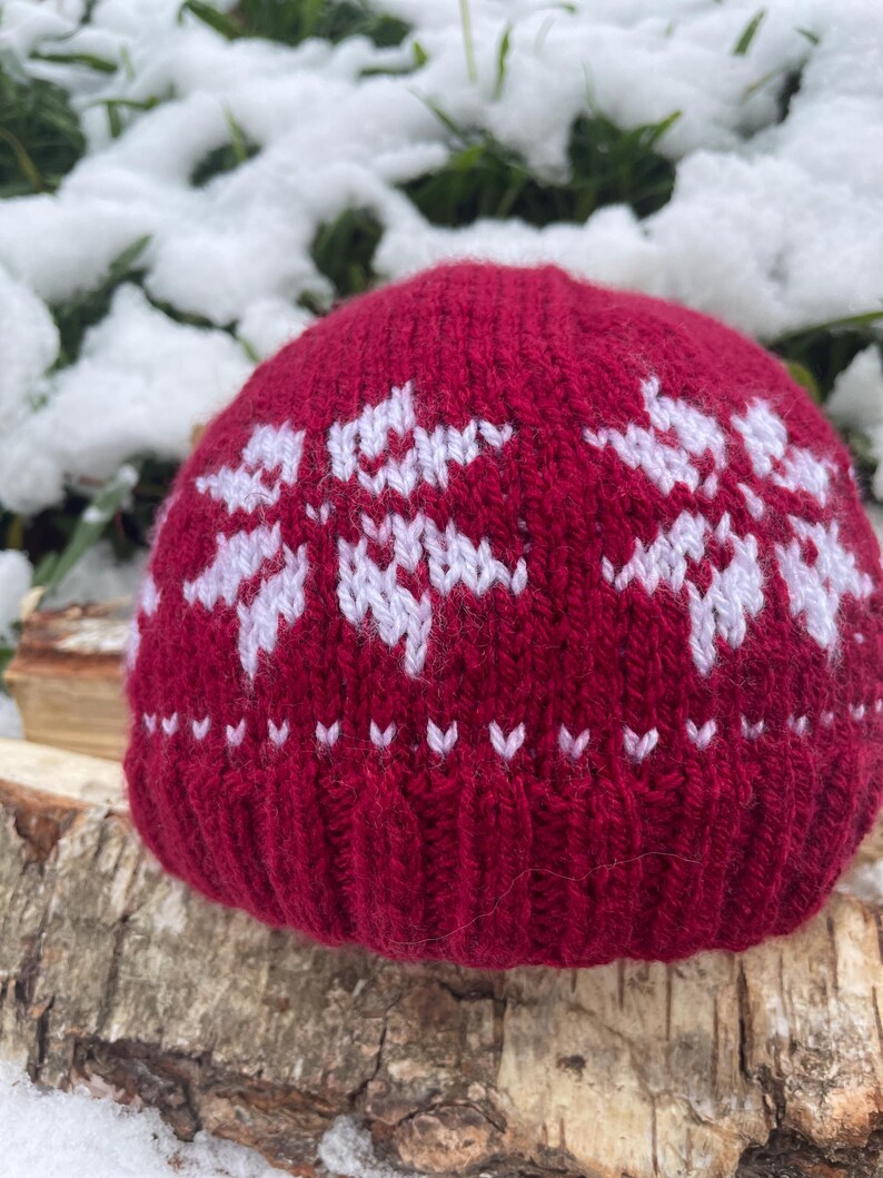 Kids Snowflake Beanie Hat With White Snowflakes All the Way Around, in ...