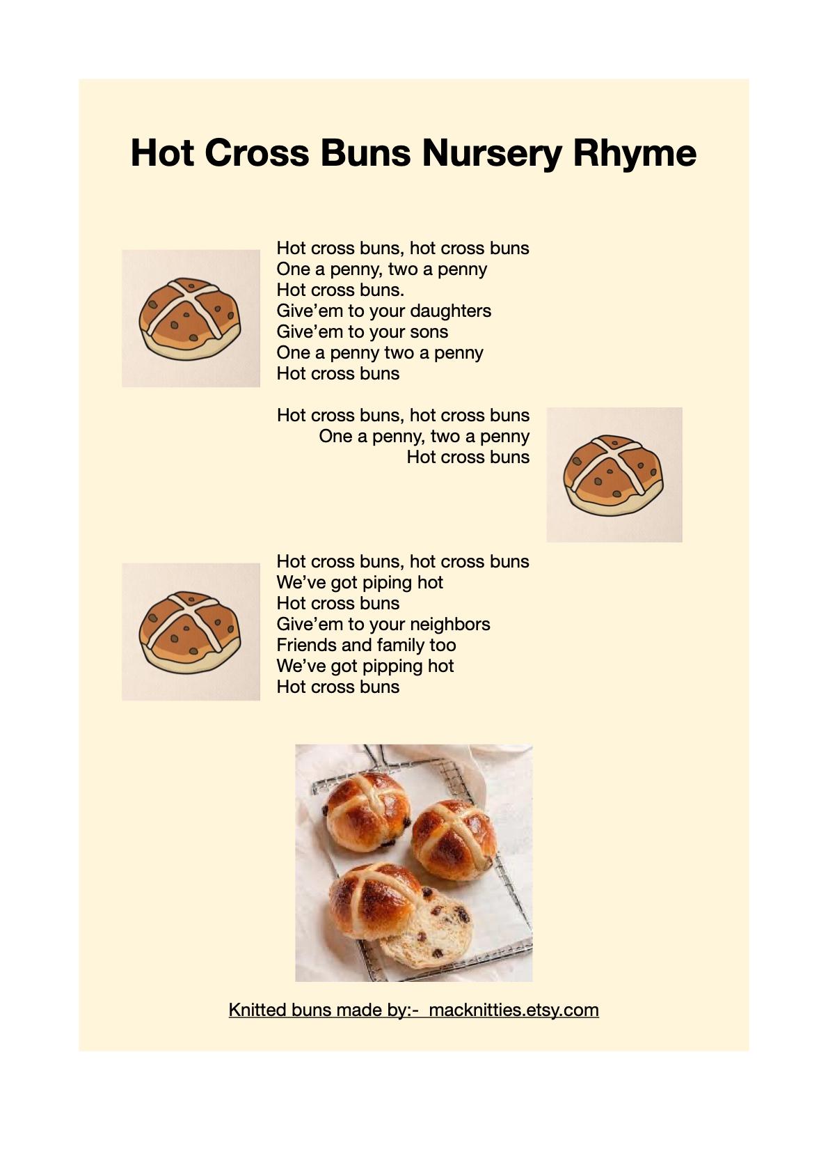 Knitted Hot Cross Buns: Easter Nursery Rhyme Props, Pretend Play Food ...