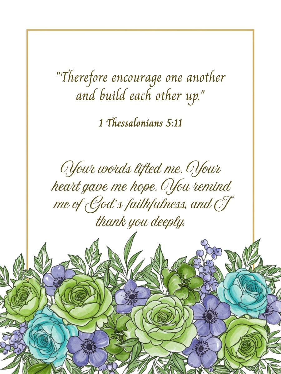 Christian Thank You Card – Encouragement & Uplifting Words Featuring 1 ...