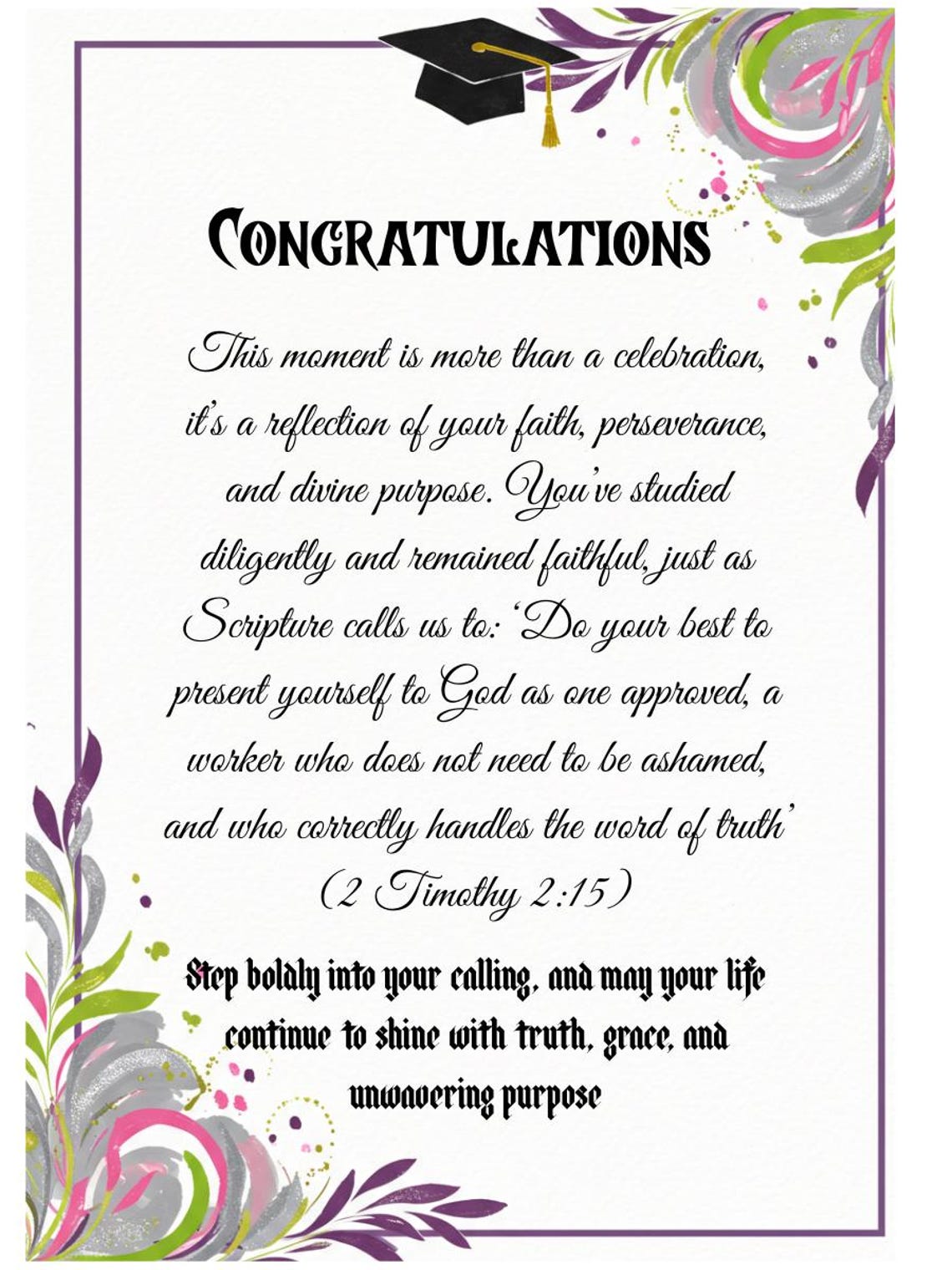 Faith-based Graduation Card | Printable Christian Grad Card With ...