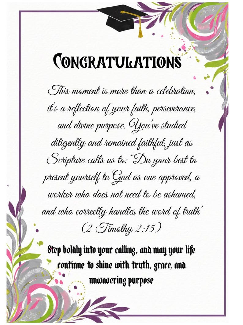 Faith-based Graduation Card | Printable Christian Grad Card With ...