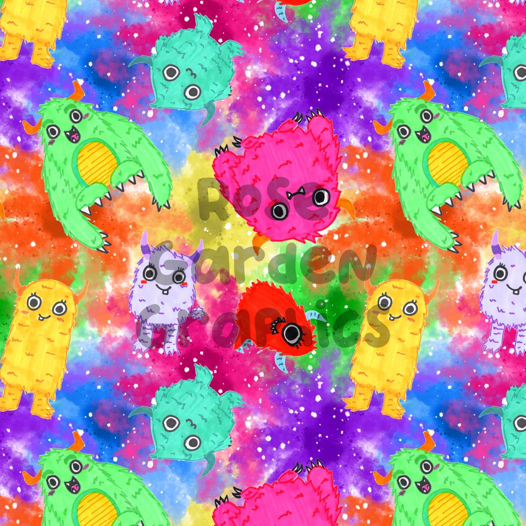 Colorful Rainbow Monsters Seamless Image, Seamless Pattern Paper ...