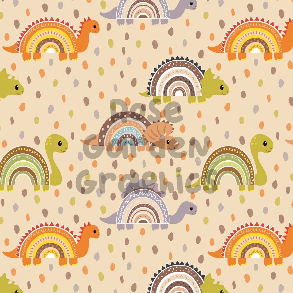 Dino Rainbows Seamless Image Pattern Paper, Digital Papers, Custom ...