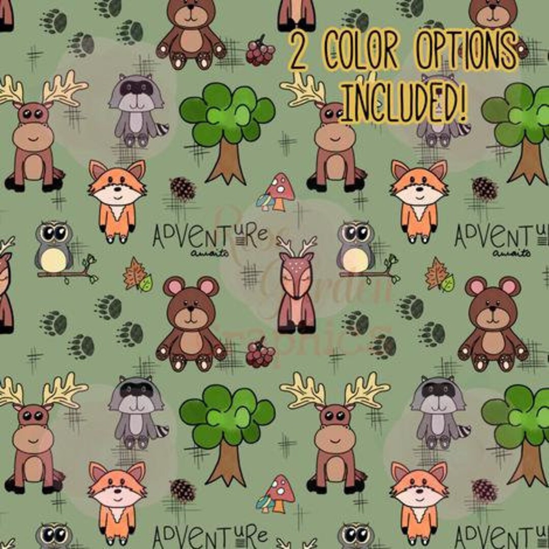 Woodland Animals "adventure Awaits" Seamless Images, Seamless Pattern ...