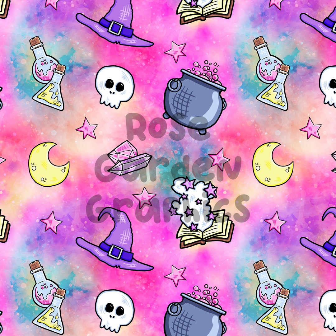 Pastel Witchy Things Seamless Image, Seamless Pattern Paper, Digital ...
