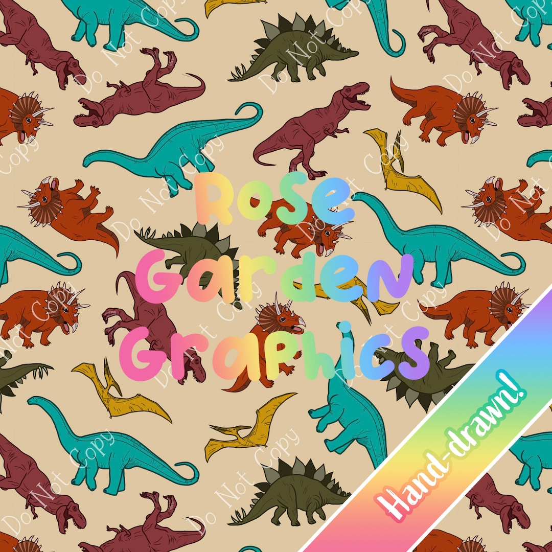 Retro Dinosaurs Seamless Image, Seamless Pattern Paper, Digital Papers ...