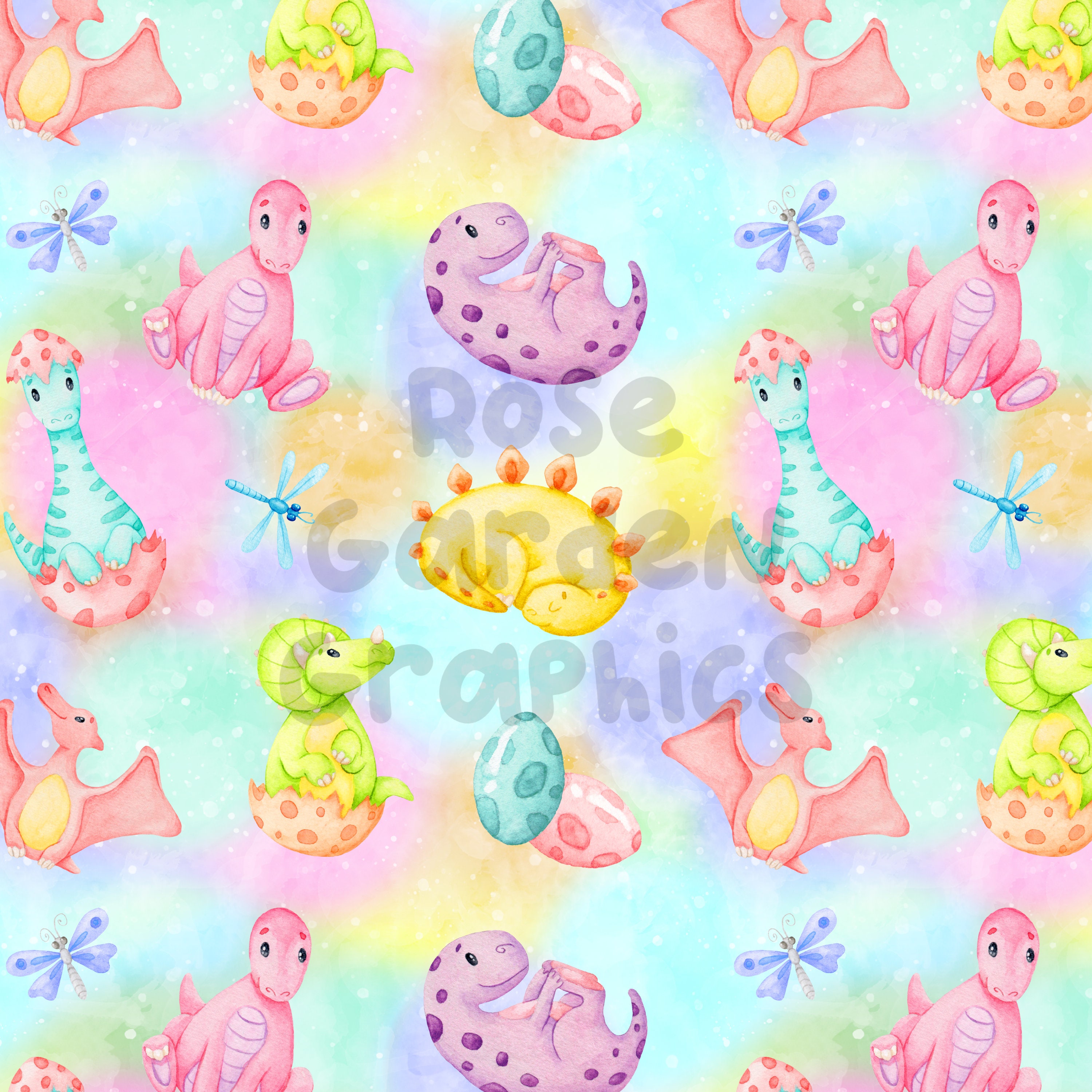 Girly Dinosaurs Seamless Image Pattern Paper Digital Papers - Etsy