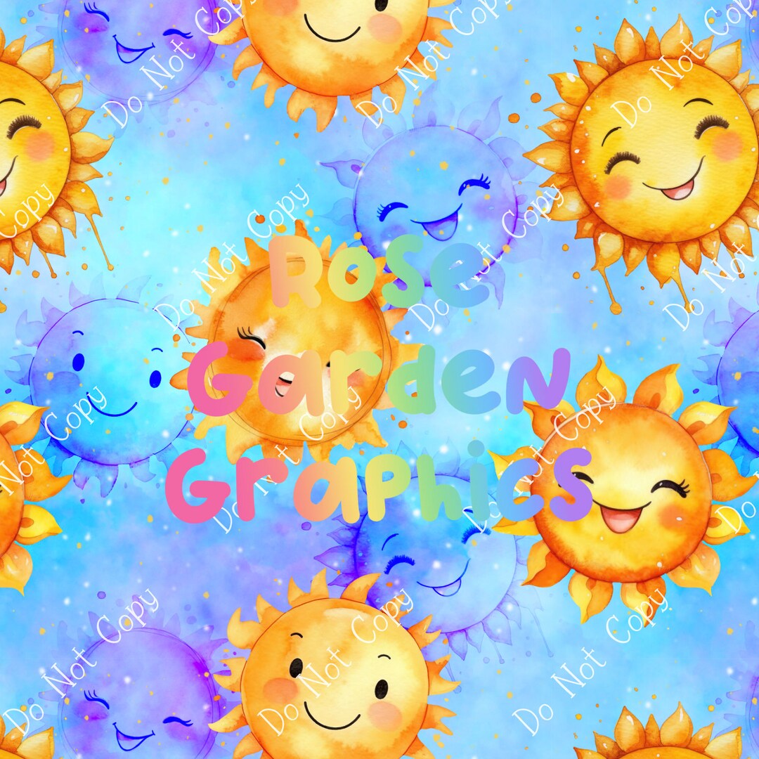 Happy Suns Seamless Image, Seamless Pattern Paper, Digital Papers ...