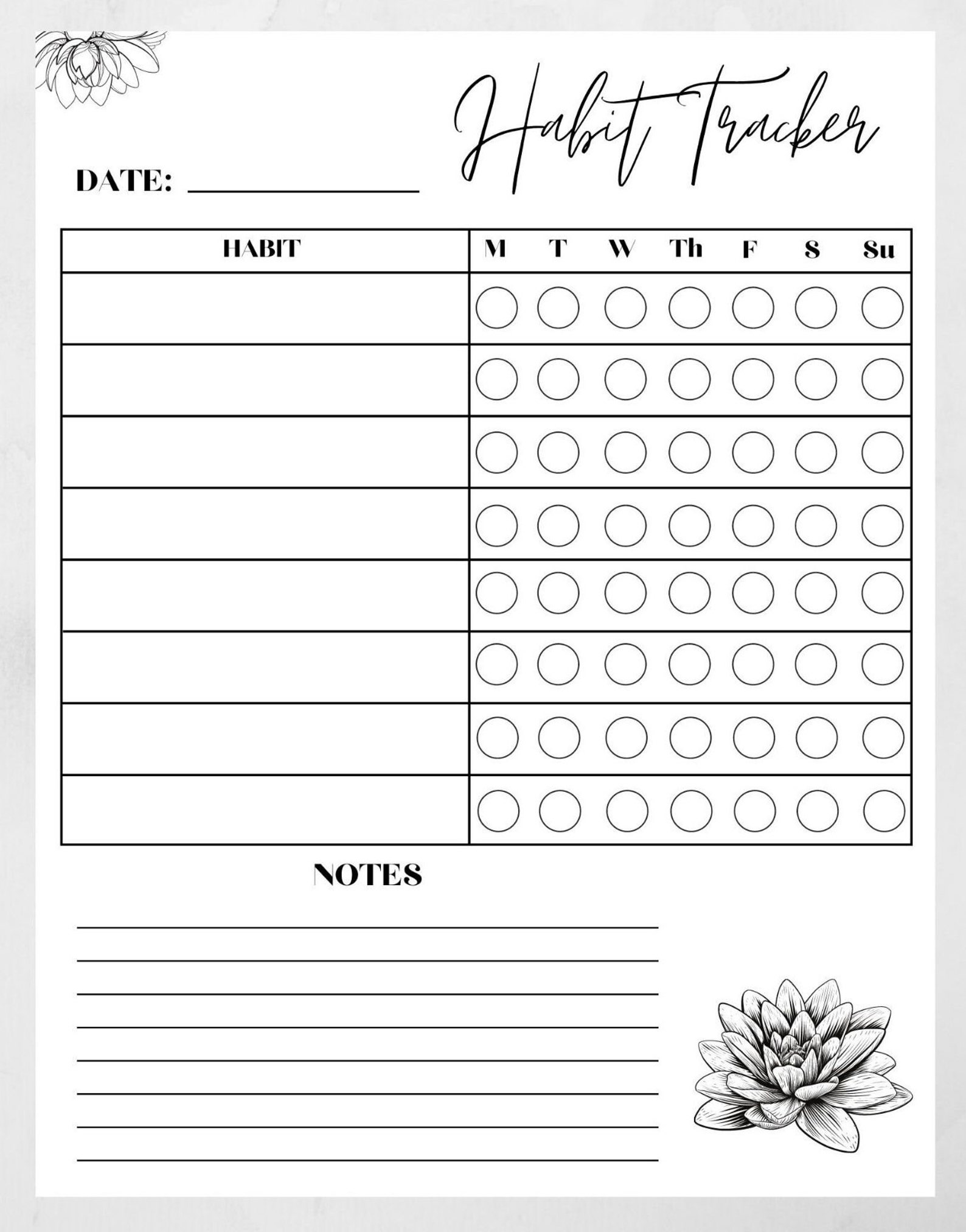 Weekly Habit Tracker, Printable Tracker, Habit List, Instant Download ...