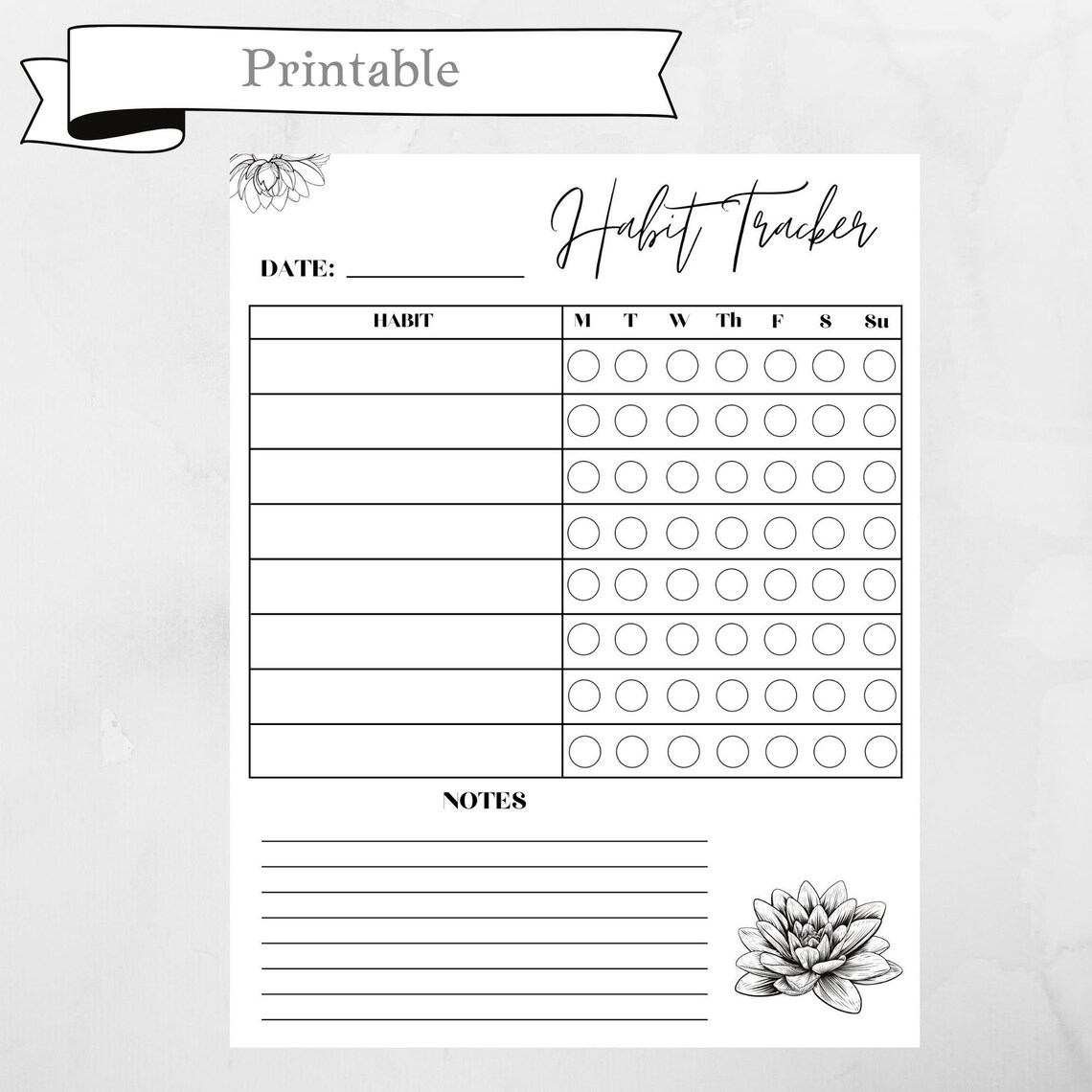 Weekly Habit Tracker, Printable Tracker, Habit List, Instant Download ...