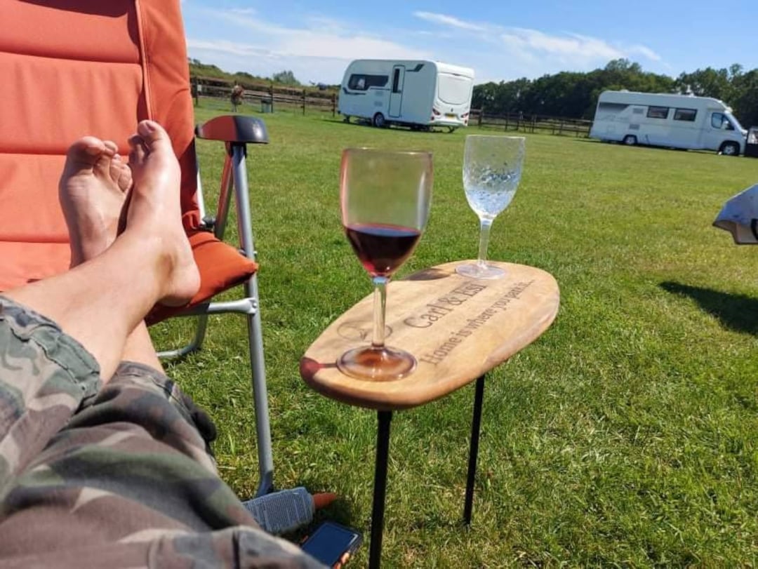 Wooden Camping Drinks Table Removable Spiked Legs - Etsy