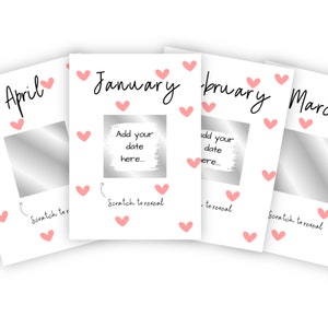 One Year of Date Scratch Cards, Create Your Own, One Date a Month, Date ...