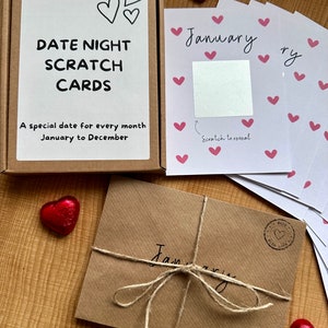 One Year of Date Scratch Cards, Create Your Own, One Date a Month, Date ...