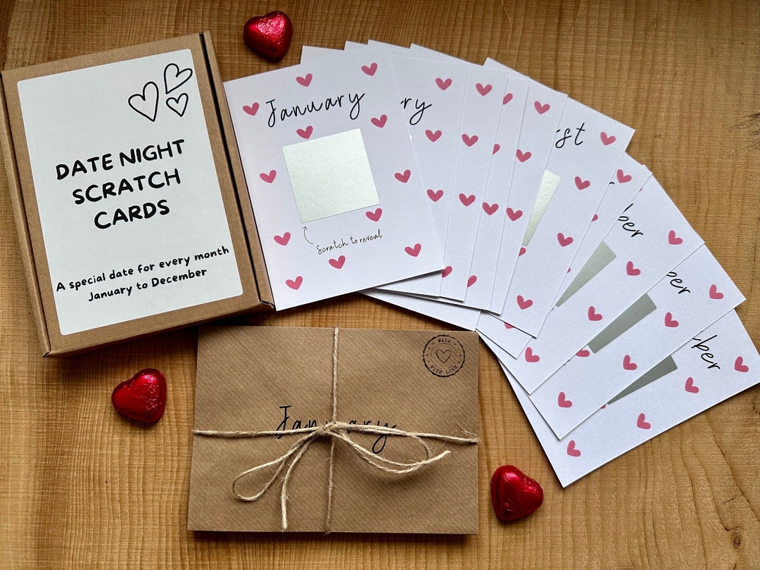 One Year of Date Scratch Cards, Create Your Own, One Date a Month, Date ...
