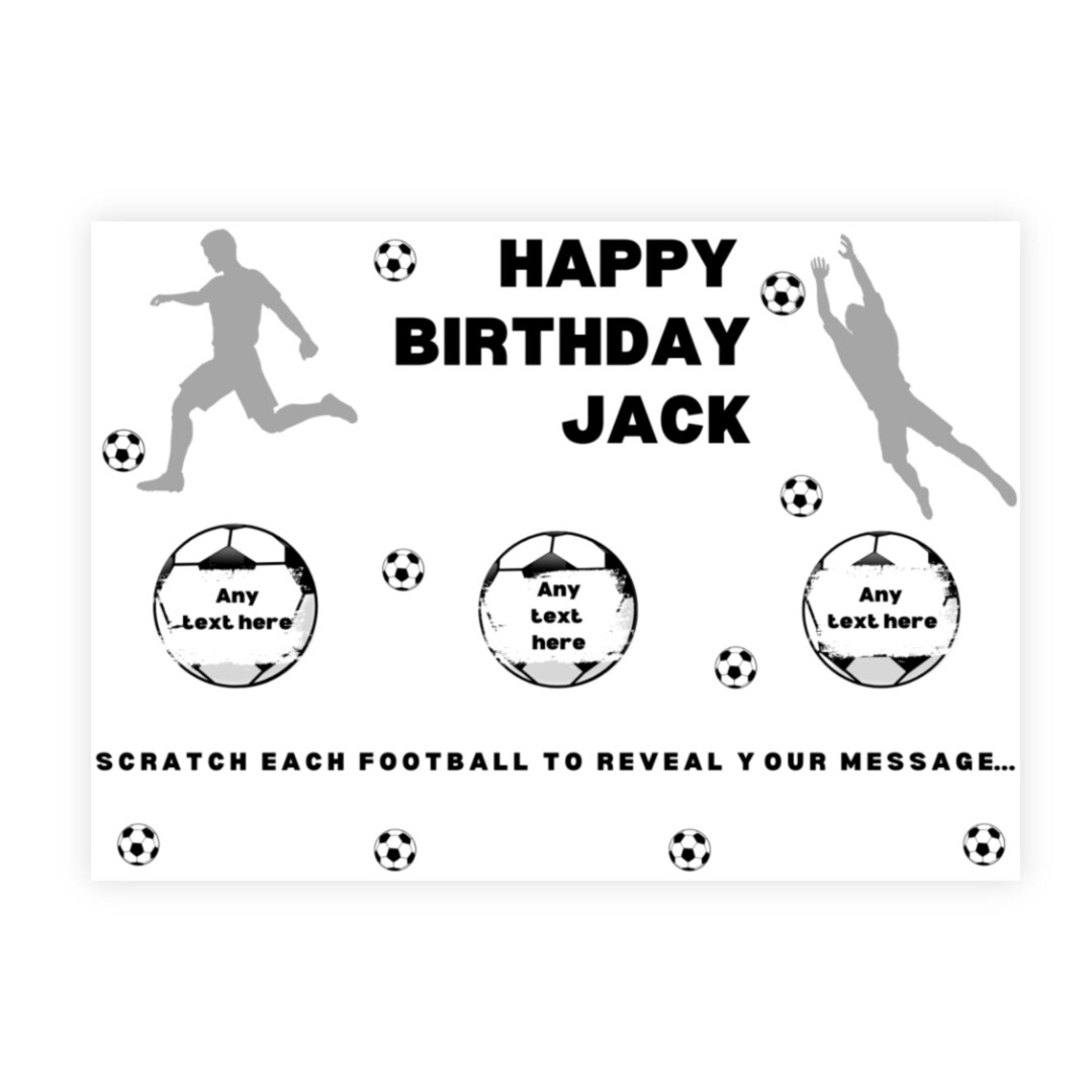Personalised Football Fan Card, Birthday Card, Scratch Card, Surprise ...