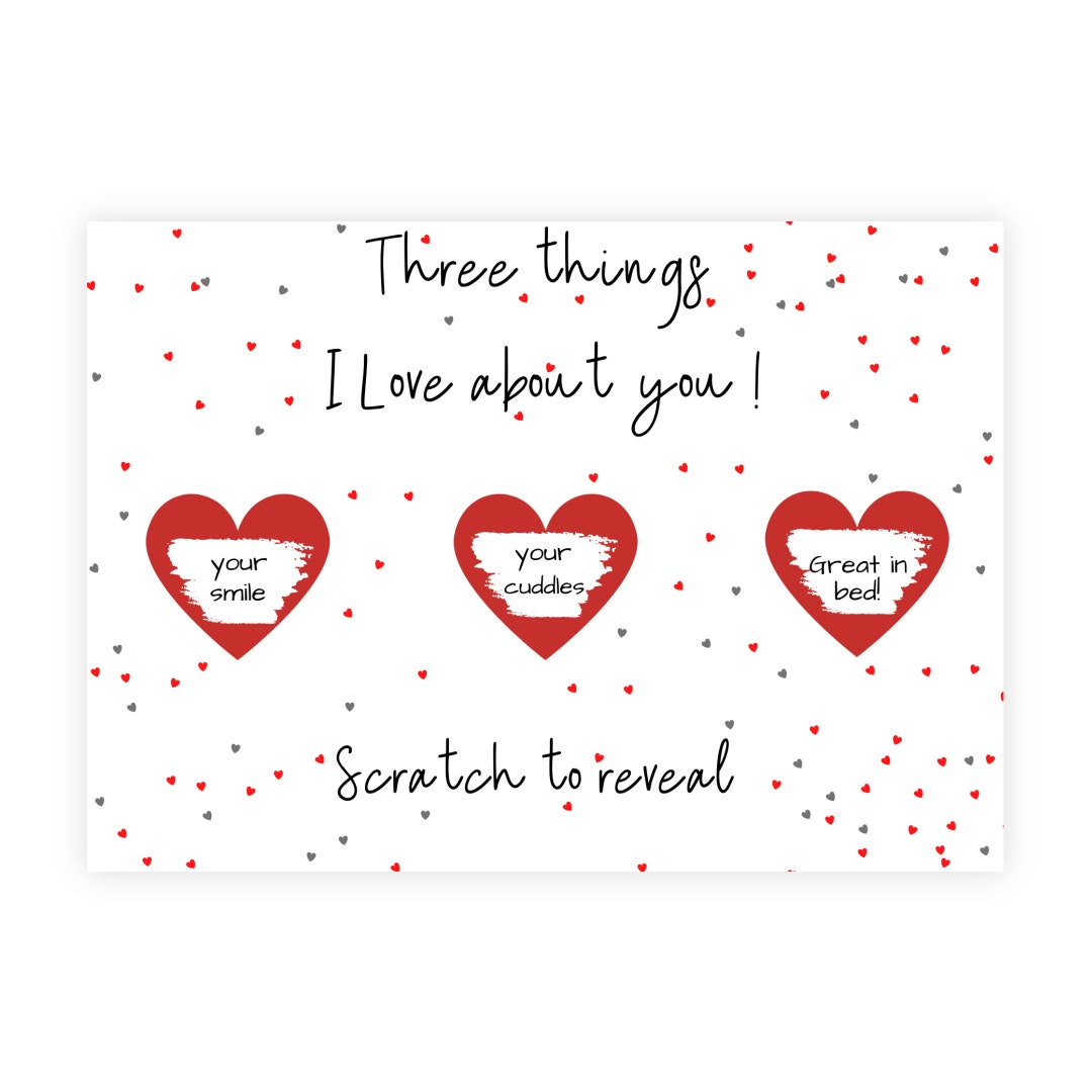 3 Things I Love About You Scratch Card, Girlfriend, Boyfriend, Husband ...