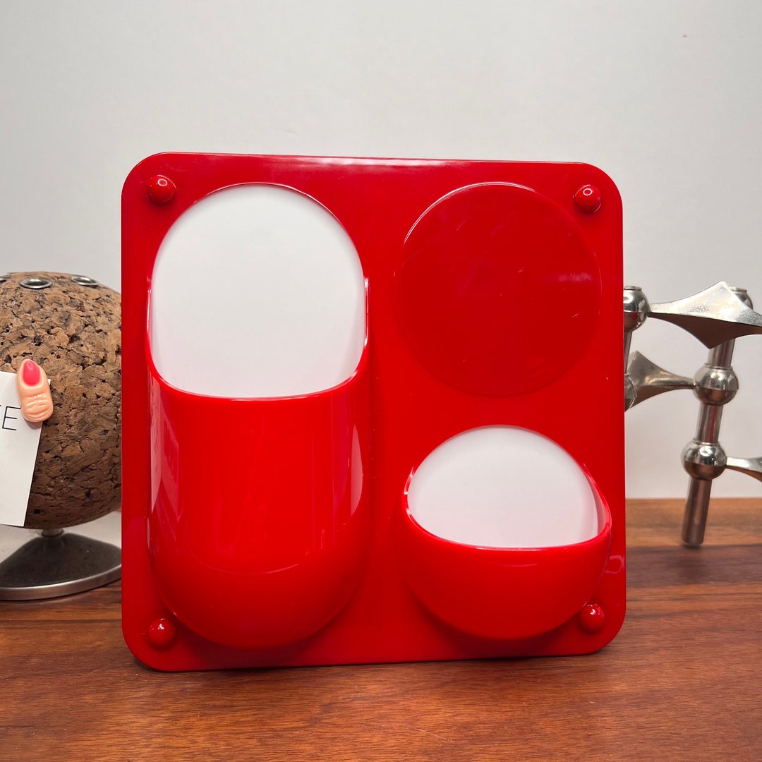 Vintage Red Wall Modular, Space Age Decor, Office Decor, Wall Organizer ...