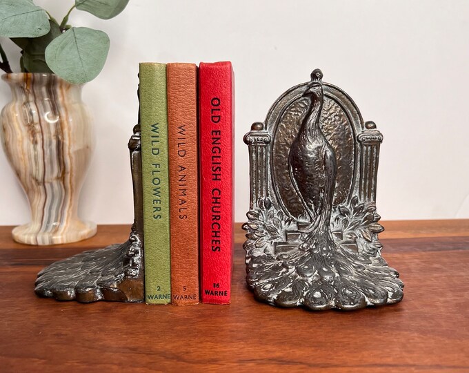 Vintage Art Deco Bronze Peacock Bookends, Metal Art Work, Peacock ...