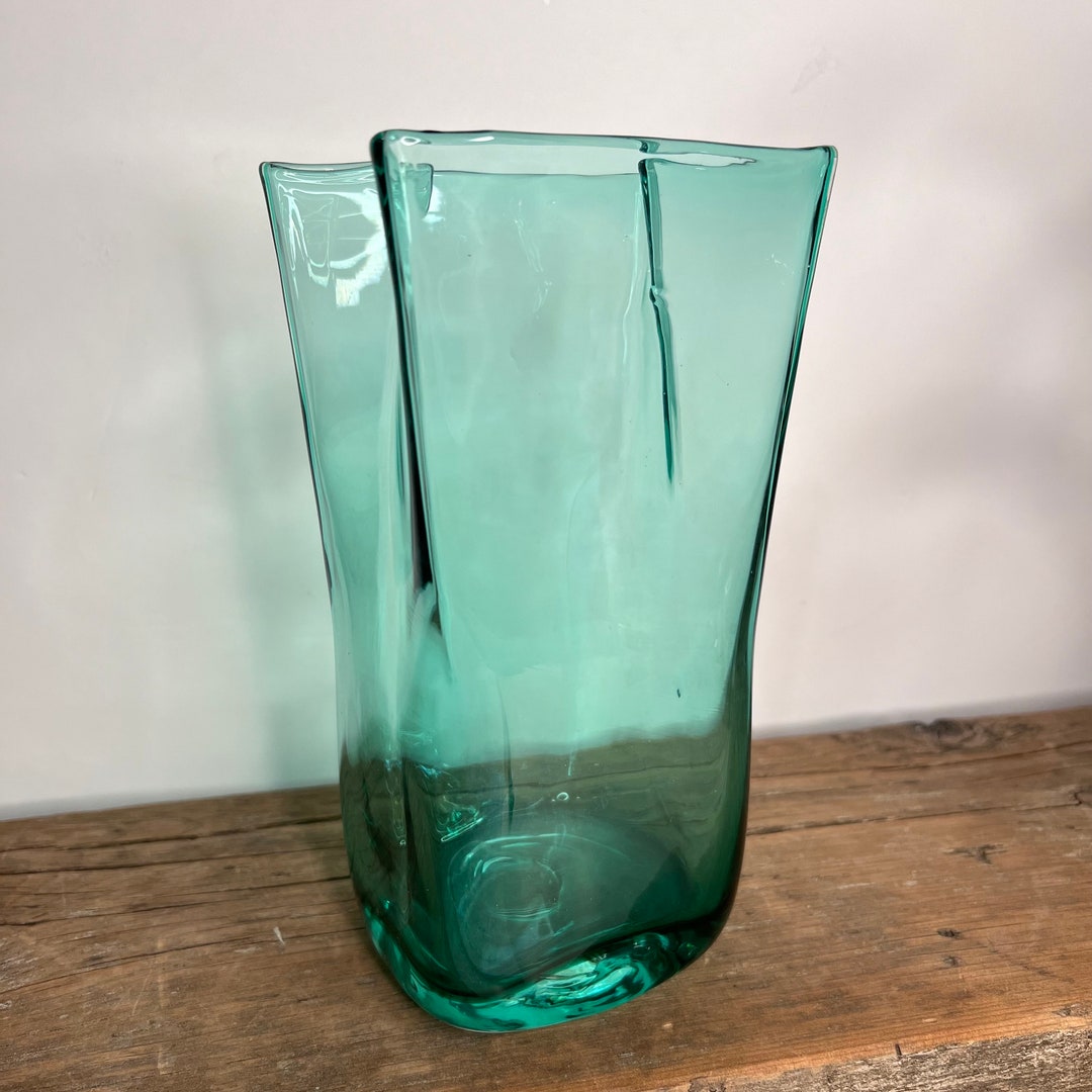 Vintage Blenko Paper Bag Vase, Hand Blown Glass Vase, Vintage Blenko - Etsy