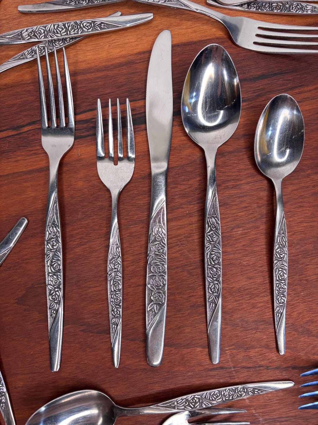 Vintage Set of Flatware, Caress Pattern by Nasco, Stainless Steel ...