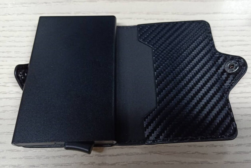 SECURITY ALUMINUM WALLET Slim Rfid Credit Metal Carbon Fiber Card ...