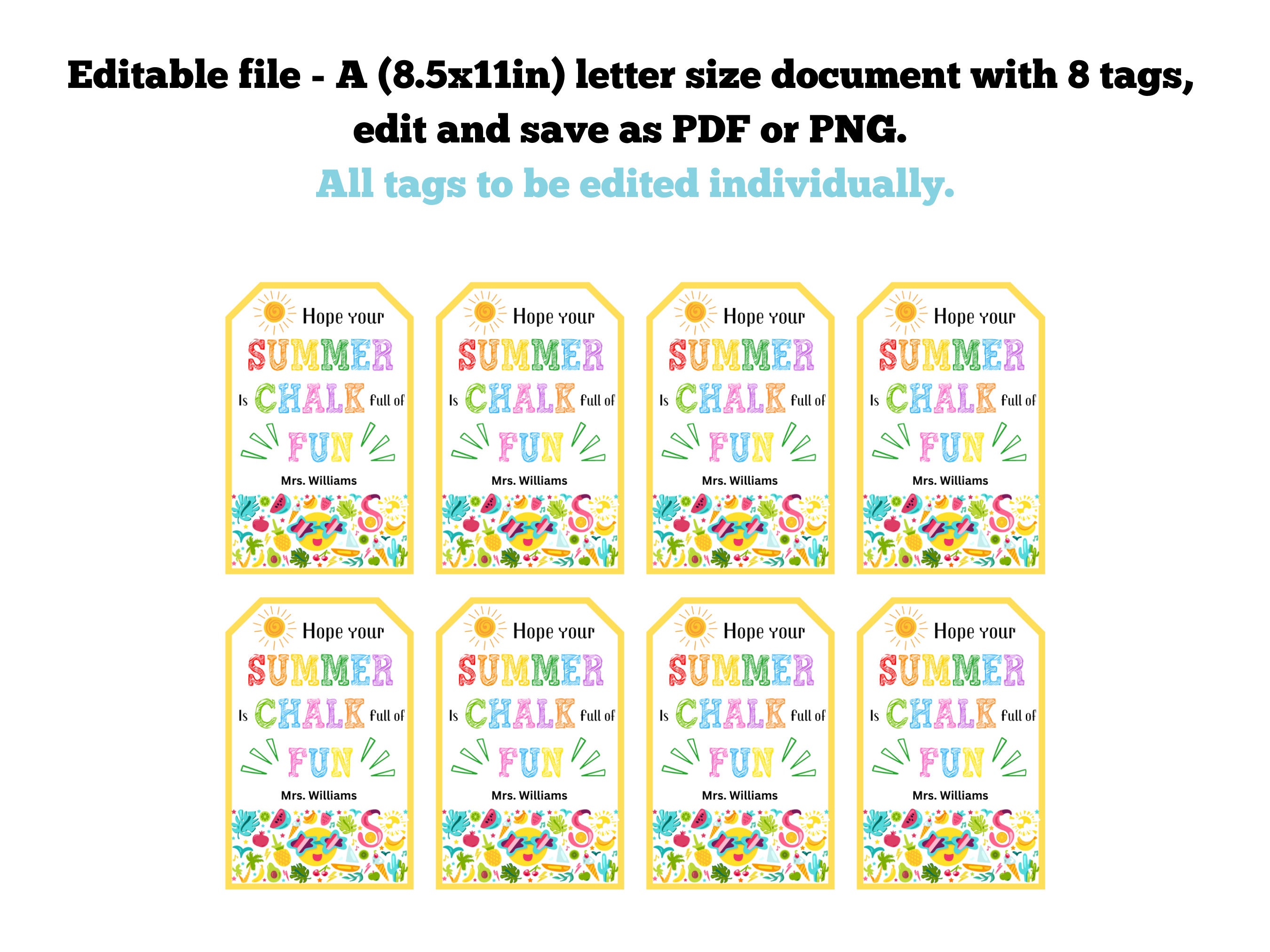 Printable Chalk Full of Fun End of the Year Tags Chalk Gift - Etsy