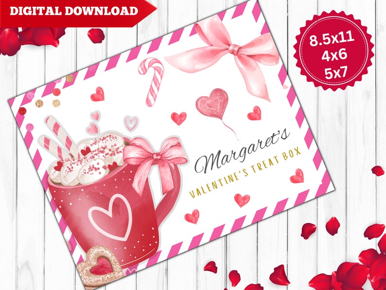 Editable Valentine Treat Box Label Valentine's Day - Etsy