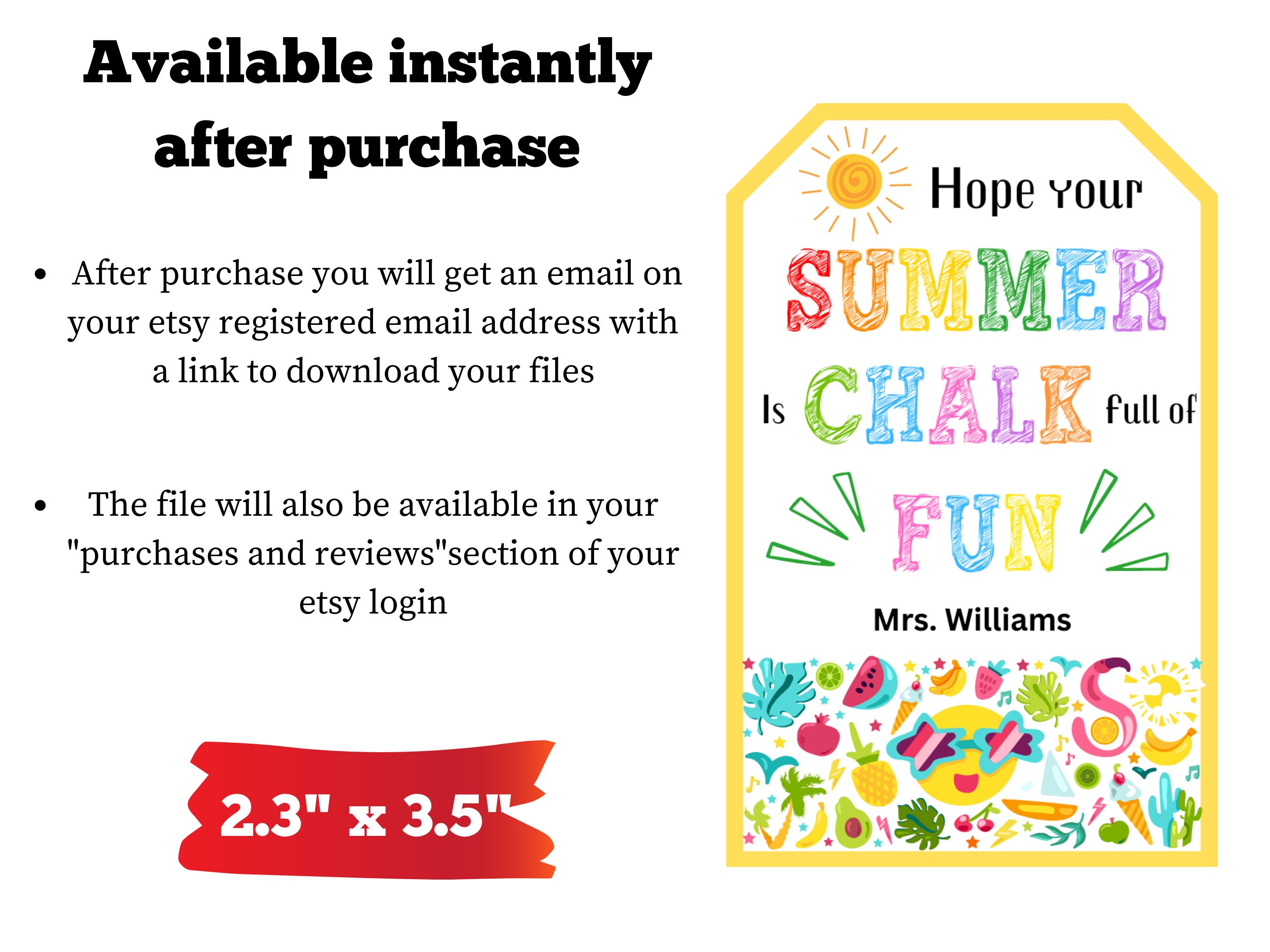 Printable Chalk Full of Fun End of the Year Tags Chalk Gift - Etsy