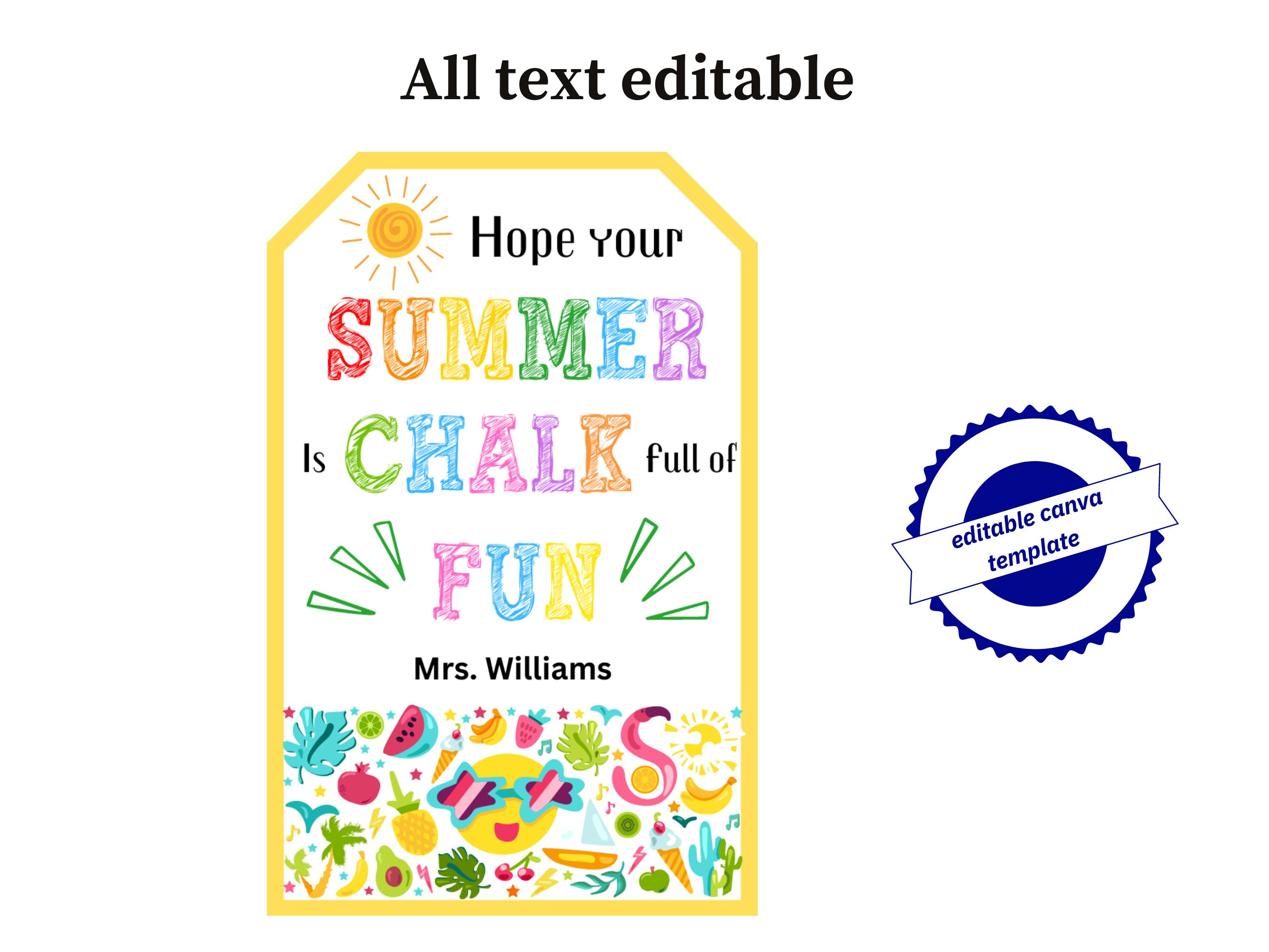 Printable Chalk Full of Fun End of the Year Tags Chalk Gift - Etsy