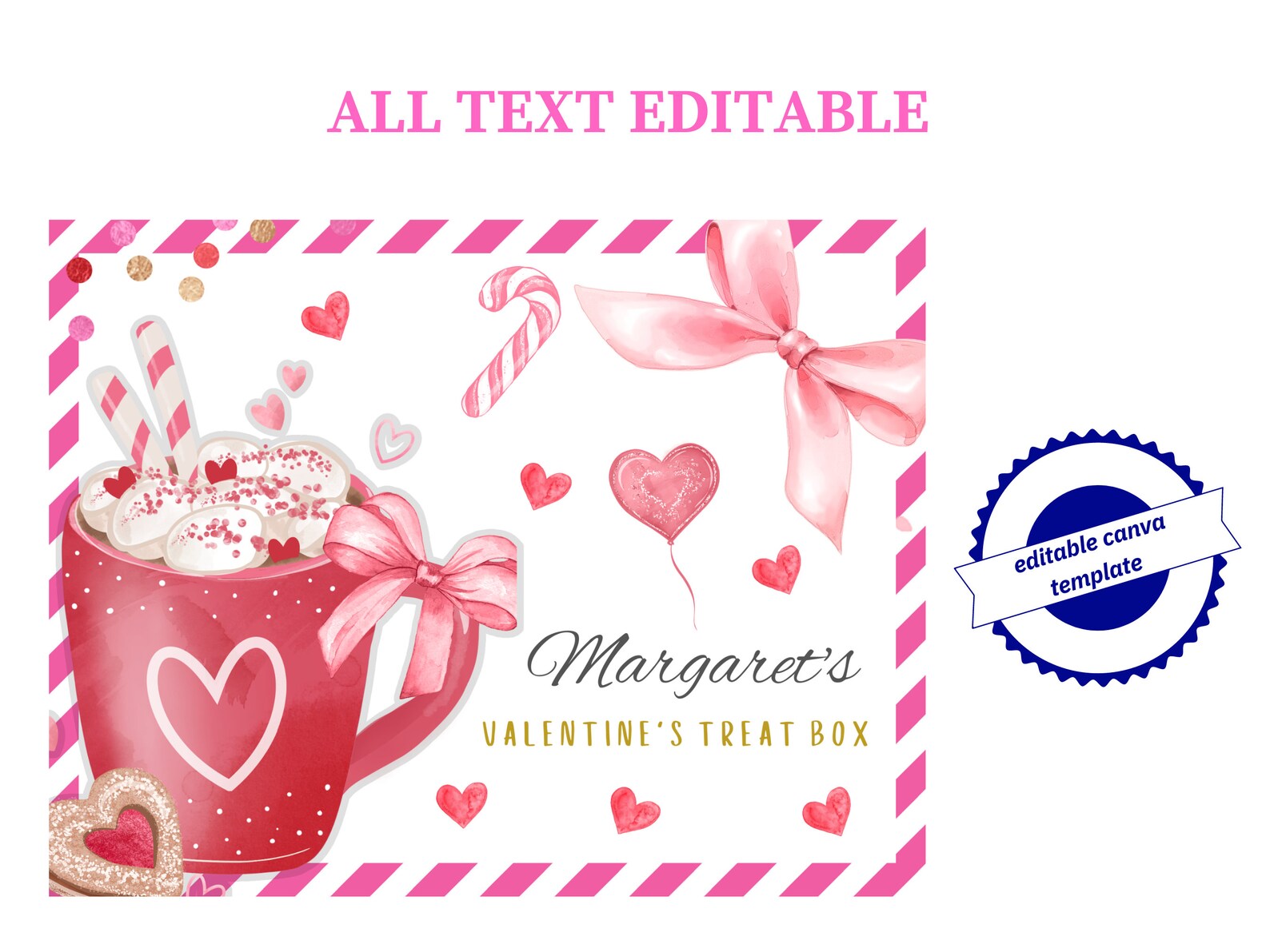 Editable Valentine Treat Box Label Valentine's Day - Etsy