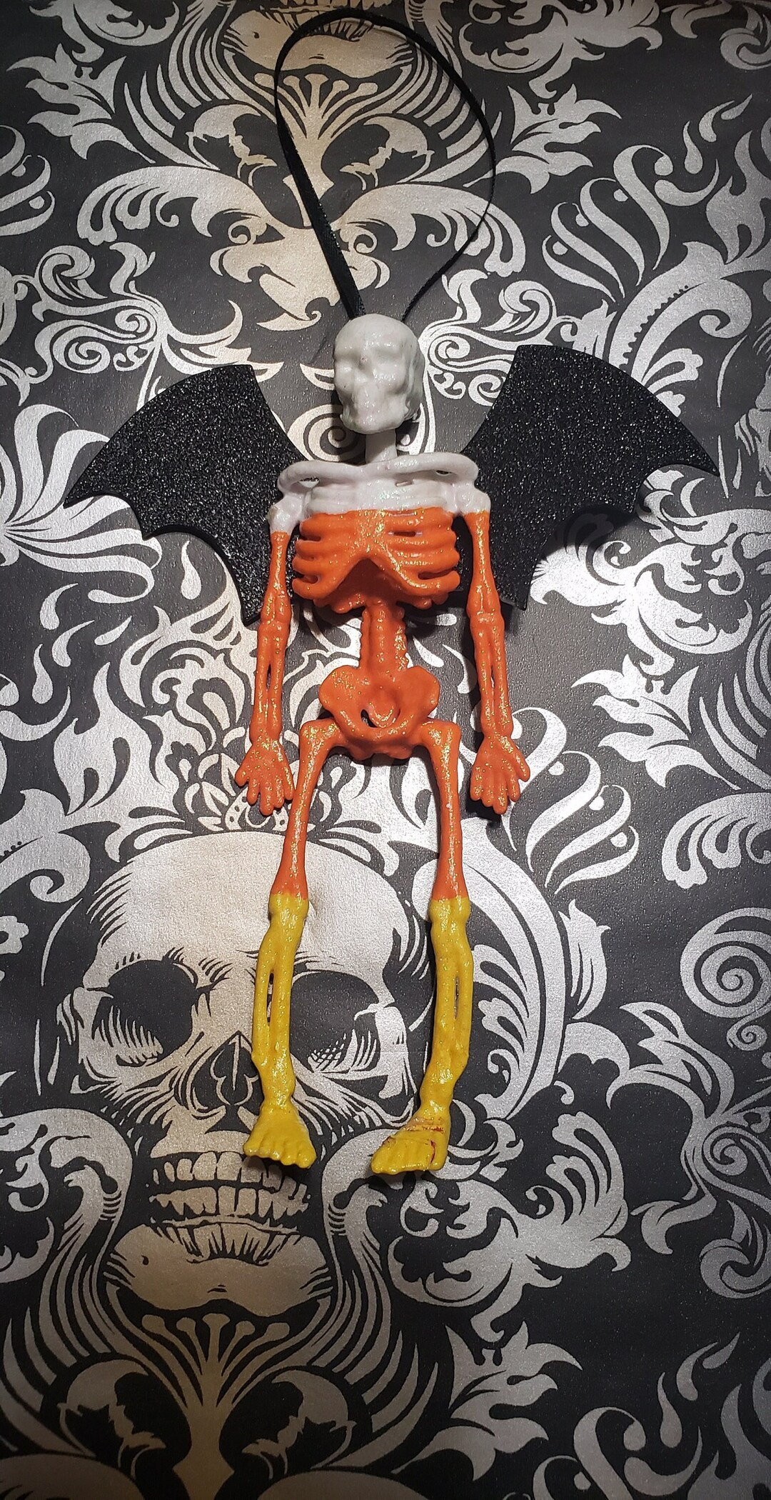 Sparkly Candy Corn Skeleton With Bat Wings - Etsy
